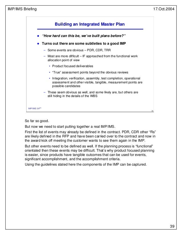 Integrated Master Plan and Integrated Master Schedule