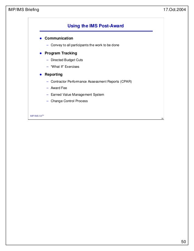 Integrated Master Plan and Integrated Master Schedule