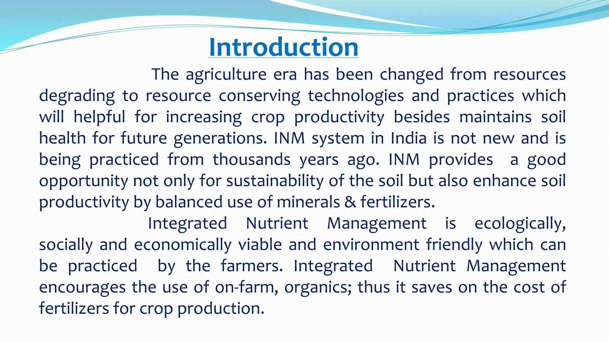 Integrated Nutrient Management (INM) | PPTX