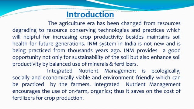 integrated nutrient management and its importance.pptx | Agriculture ...
