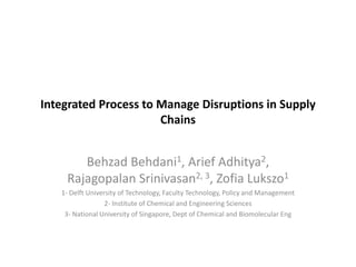 Integrated Process to Manage Disruptions in Supply Chains | PPT