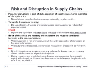 Integrated Process to Manage Disruptions in Supply Chains | PPT