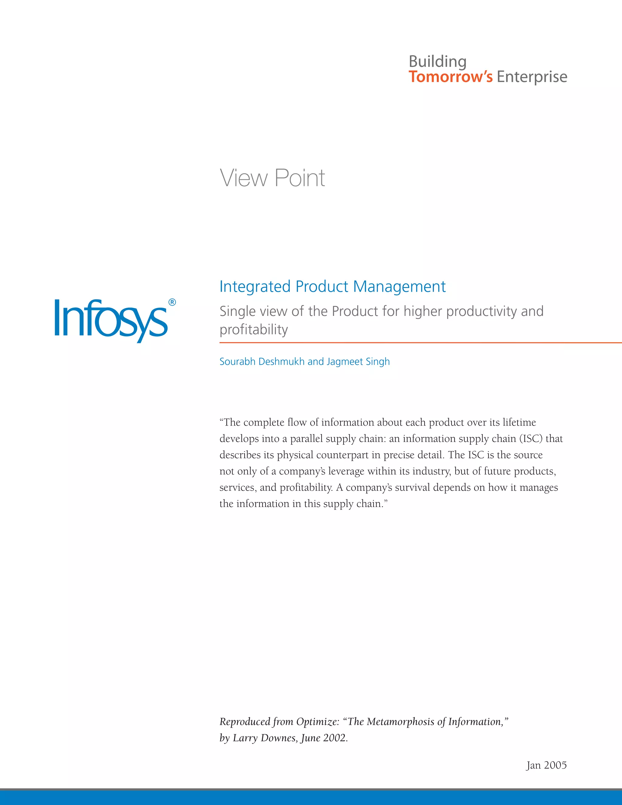 Infosys – Integrated Product Management System | Solution | PDF