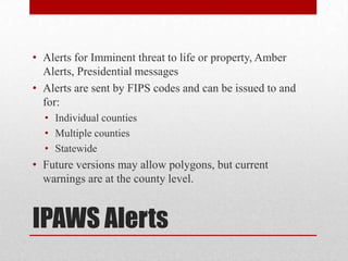 Integrated public alert and warning system (ipaws | PPTX | Operating ...