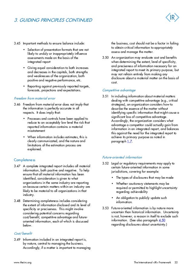 Integrated reporting framework
