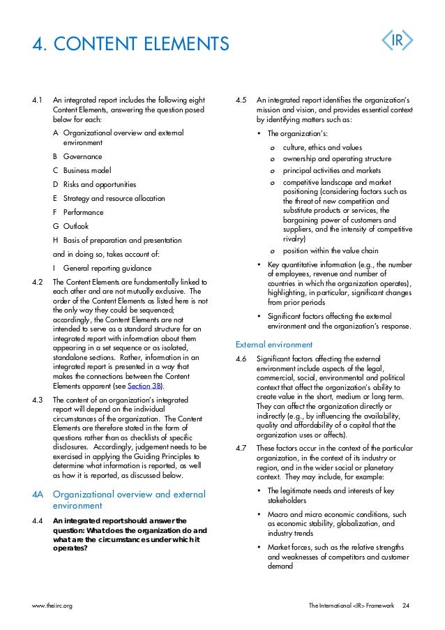 Integrated reporting framework