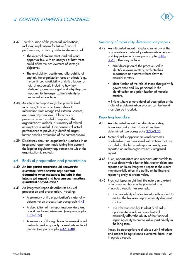 Integrated reporting framework