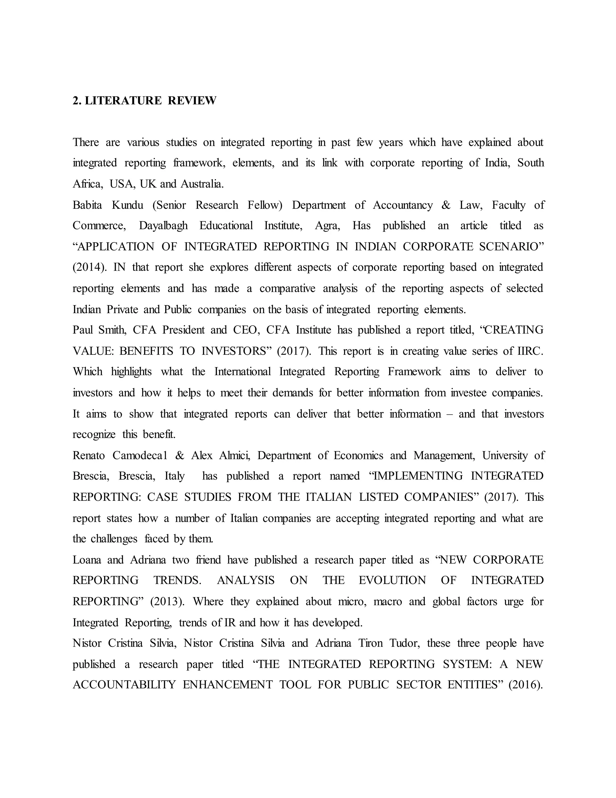 Integrated reporting in india | DOCX