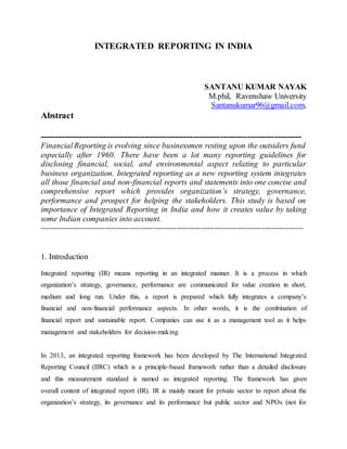Integrated reporting in india | PDF