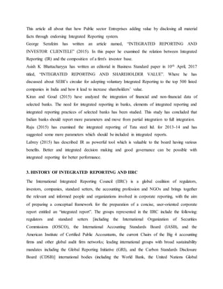 Integrated reporting in india | PDF