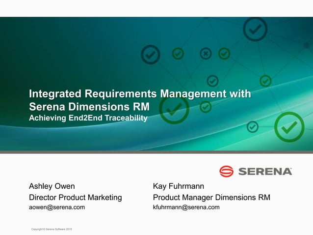 Integrated Requirements Management with Serena Dimensions RM 02-2016 | PPT