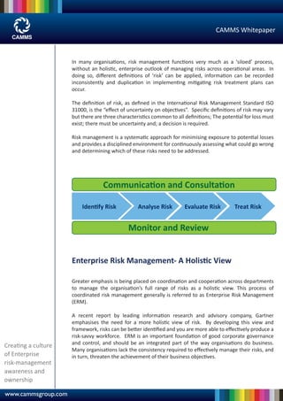 Integrated Risk Management Whitepaper - CAMMS | PDF | Business | Business and Finance