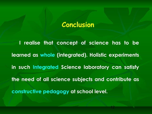 Integrated science laboratory for holistic and constructive learning dr ...