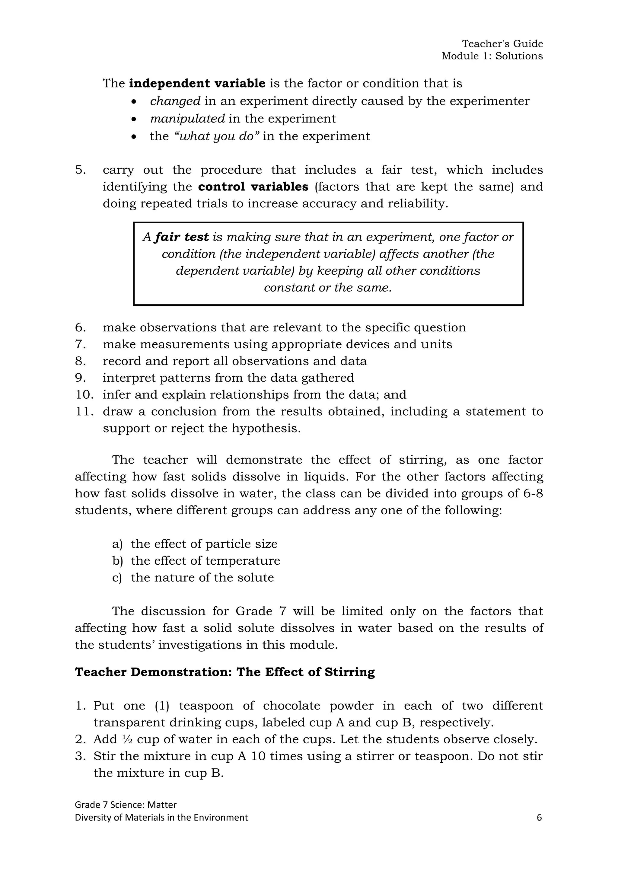Integrated Science Module for Grade 7 -- Quarter 1-2 | PDF