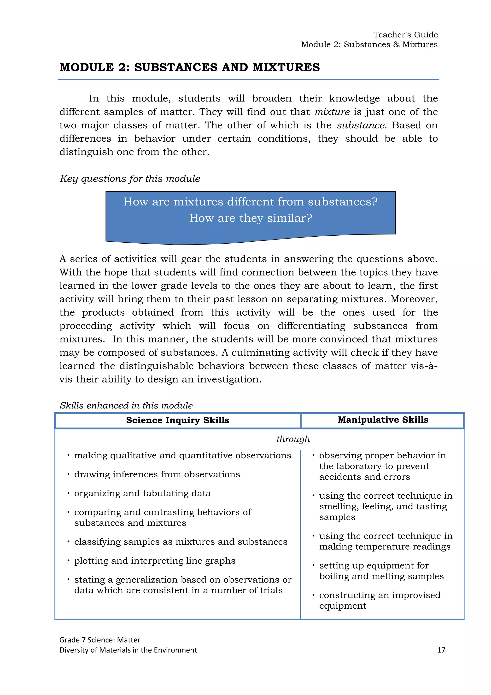 Integrated Science Module for Grade 7 -- Quarter 1-2 | PDF