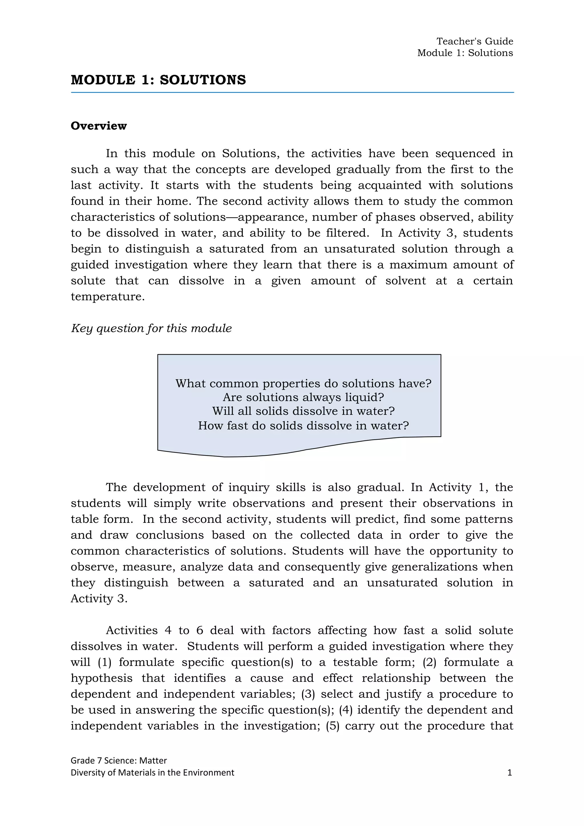 Integrated Science Module for Grade 7 -- Quarter 1-2 | PDF