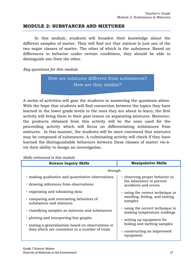 Integrated Science Module for Grade 7 -- Quarter 1-2 | PDF