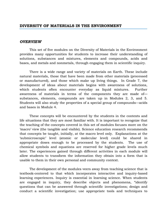 Integrated Science Module for Grade 7 -- Quarter 1-2 | PDF