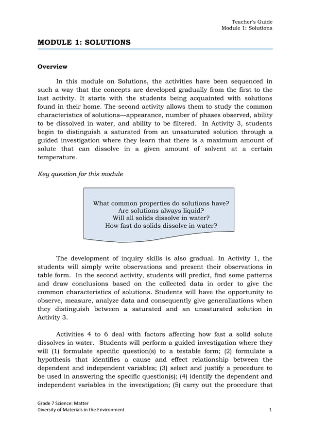 Integrated Science Module for Grade 7 -- Quarter 1-2 | PDF