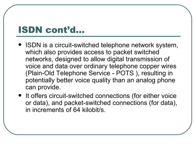Integrated services digital network (isdn) | PPT | Computer Networking | Computing