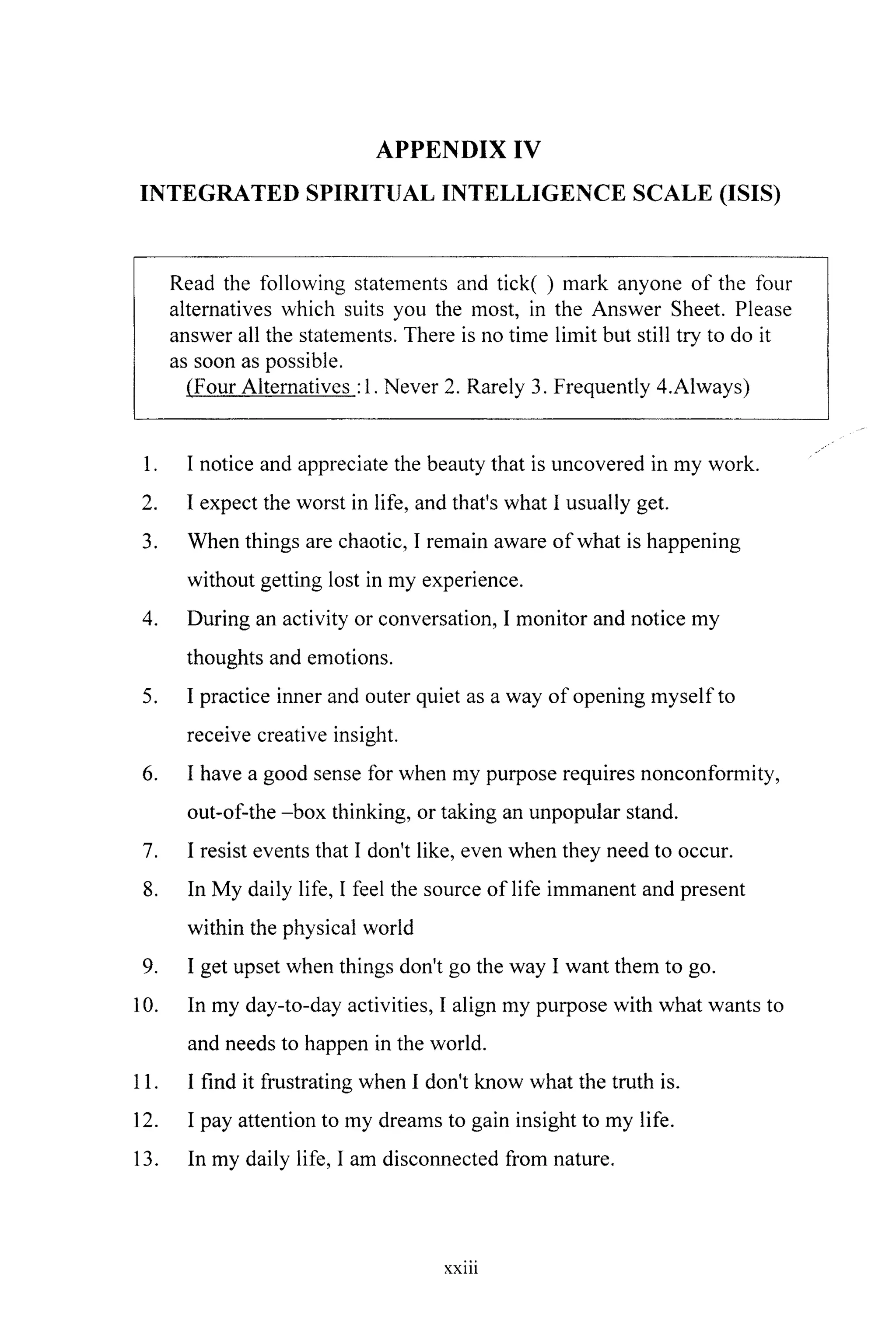 Integrated spiritual intelligence scale (isis) | PDF