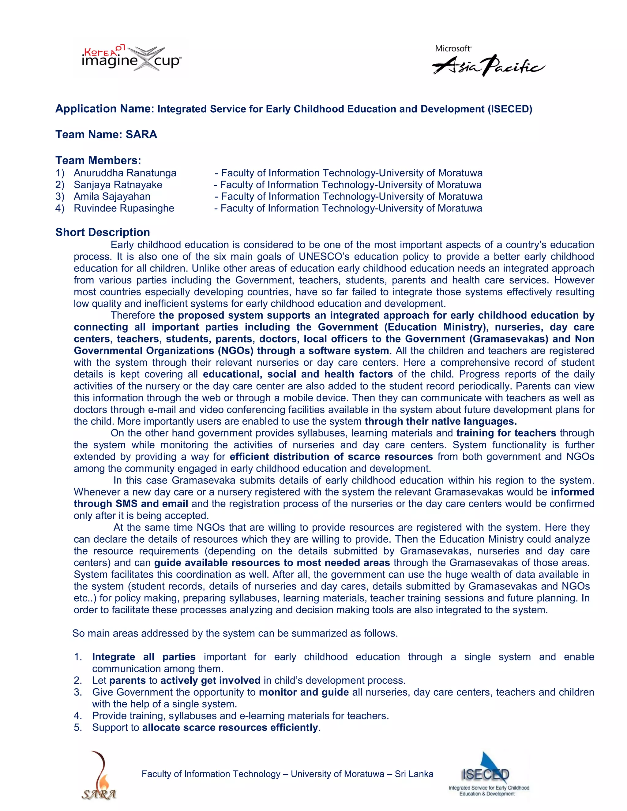 Integrated system for early childhood development | PDF