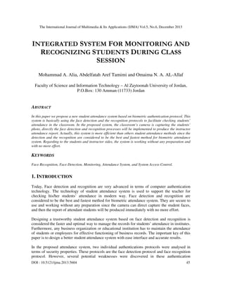 Integrated system for monitoring and recognizing students during class ...