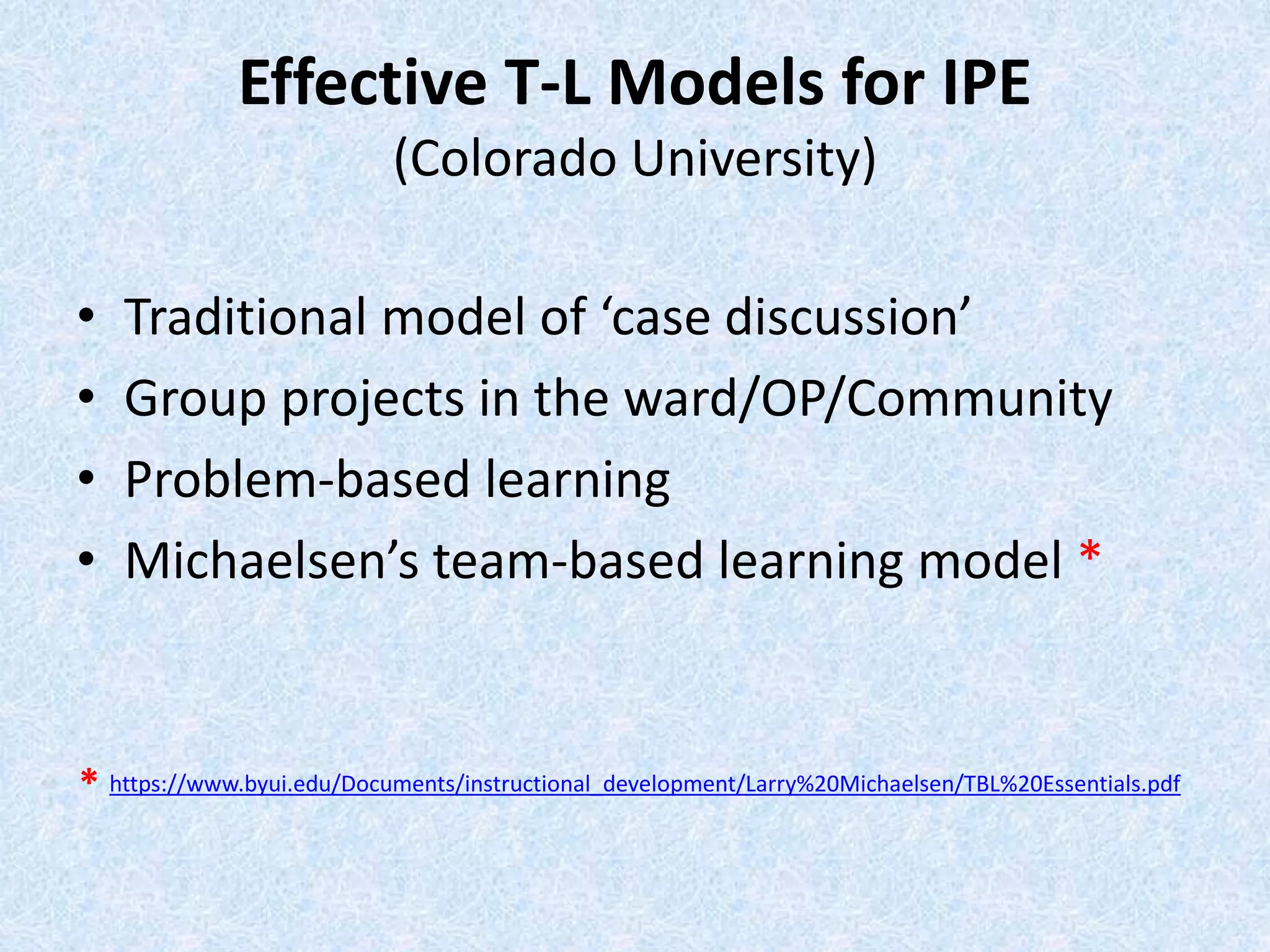 Integrated teaching and inter professional education for effective ...