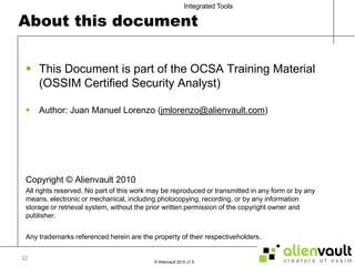 Integrated Tools in OSSIM | PPTX | Information and Network Security | Computing