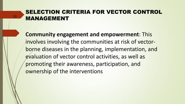 INTEGRATED VECTOR MANAGEMENT ………...pptx | Diseases and Conditions ...