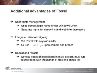 Integrated version control with Fossil SCM | PPT | Computing | Technology & Computing