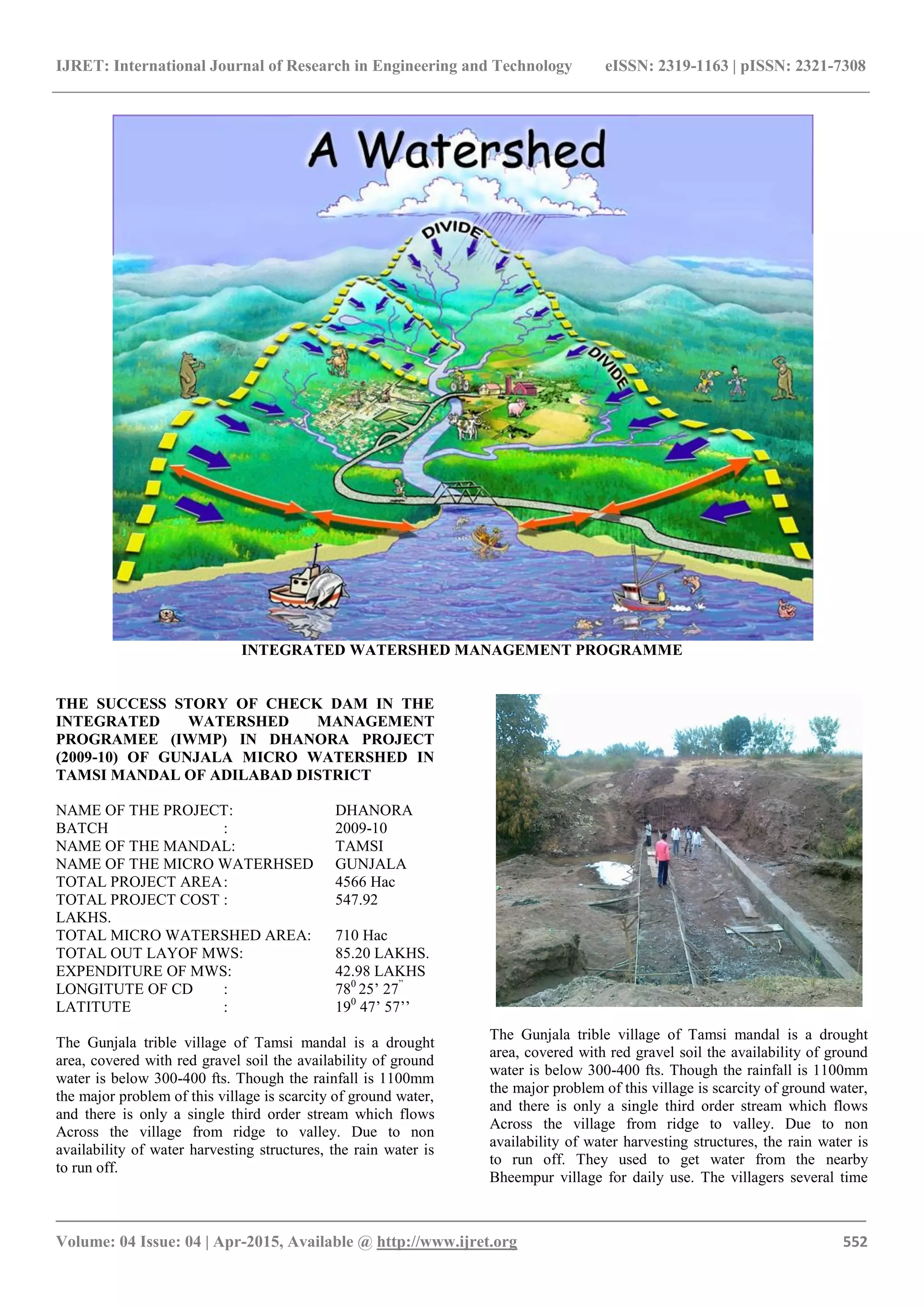 Integrated watershed management programme at gunjala village – a case ...