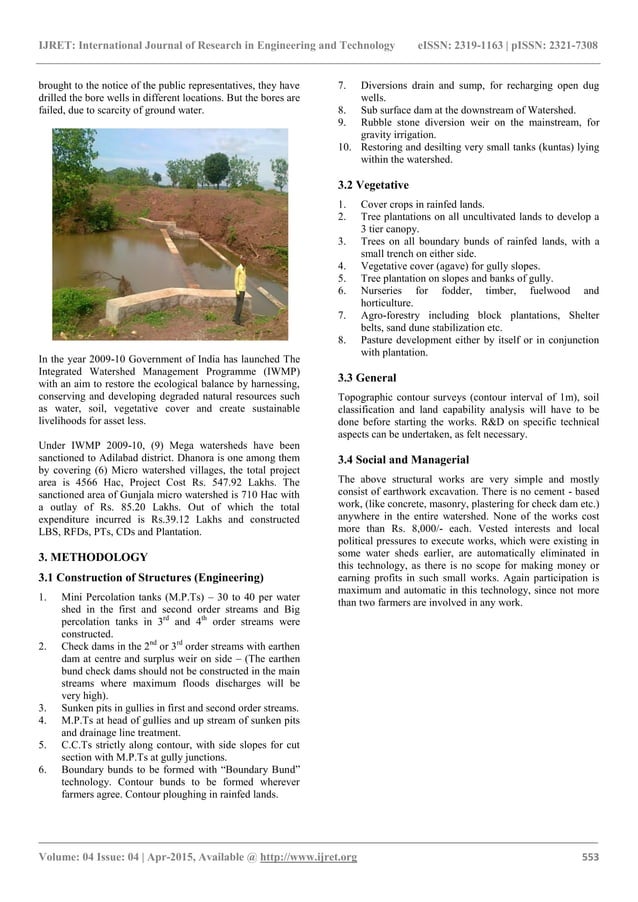 Integrated watershed management programme at gunjala village – a case ...