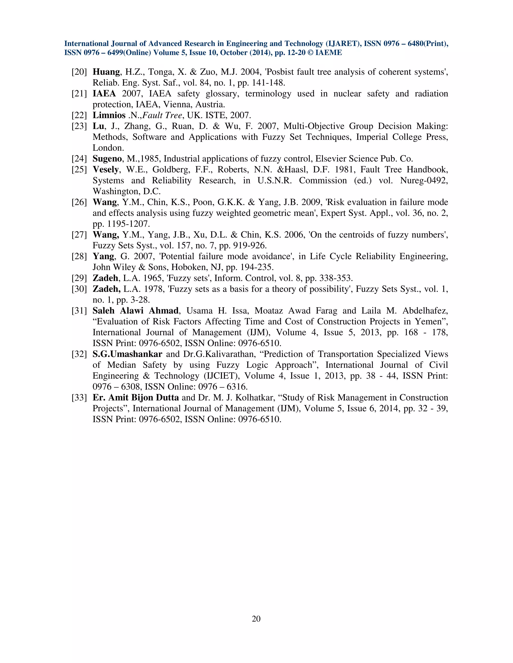 Integrate Fault Tree Analysis And Fuzzy Sets In Quantitative Risk Assessment Pdf