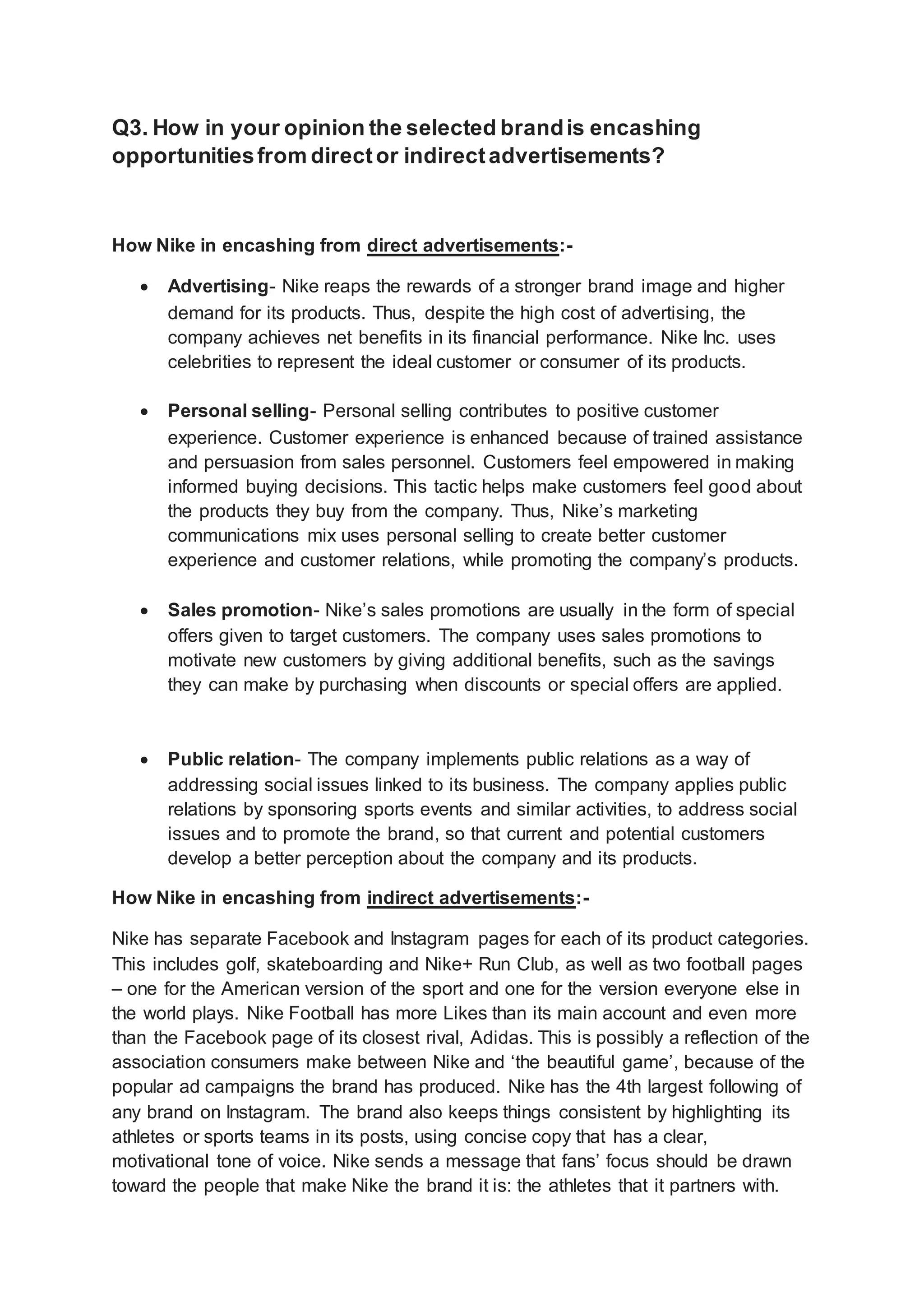 Integrated marketing project- Nike | DOCX