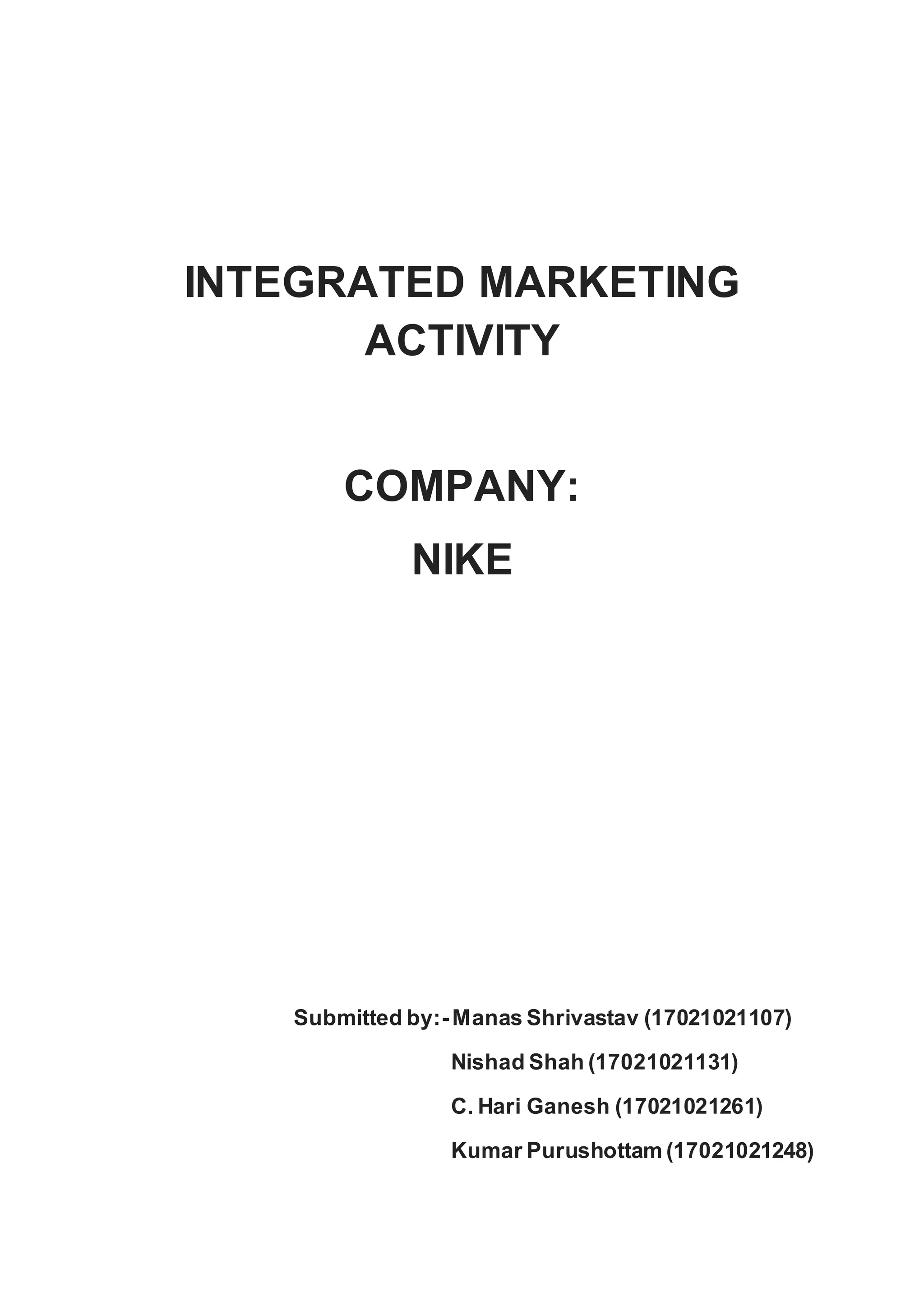 Integrated marketing project- Nike | DOCX