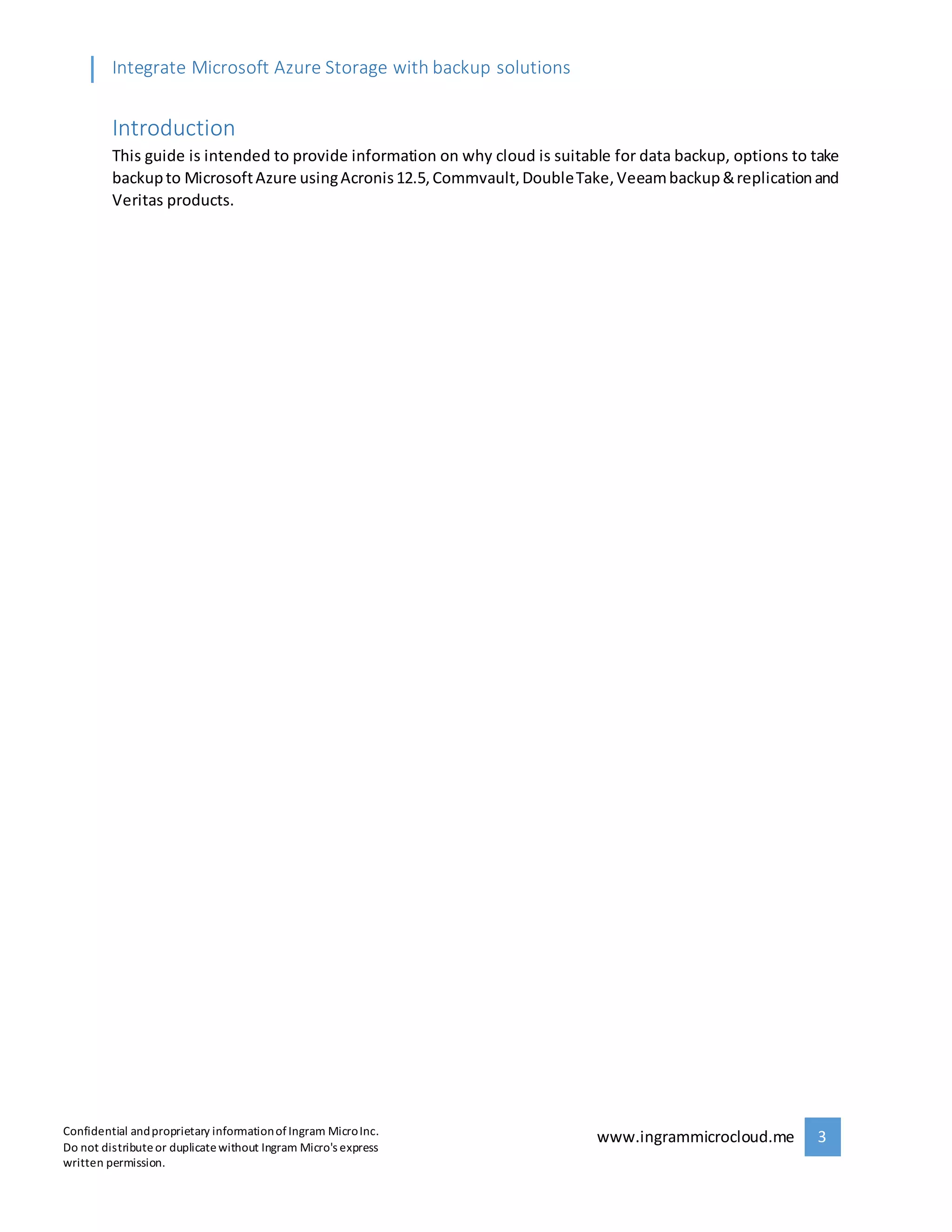 Integrate microsoft azure storage with backup solutions | PDF