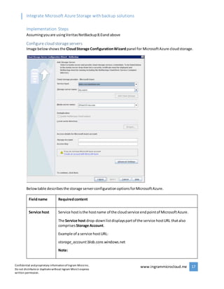 Integrate microsoft azure storage with backup solutions | DOCX