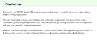 Steps for Integrate MPESA API In Mobile App Development | PPT