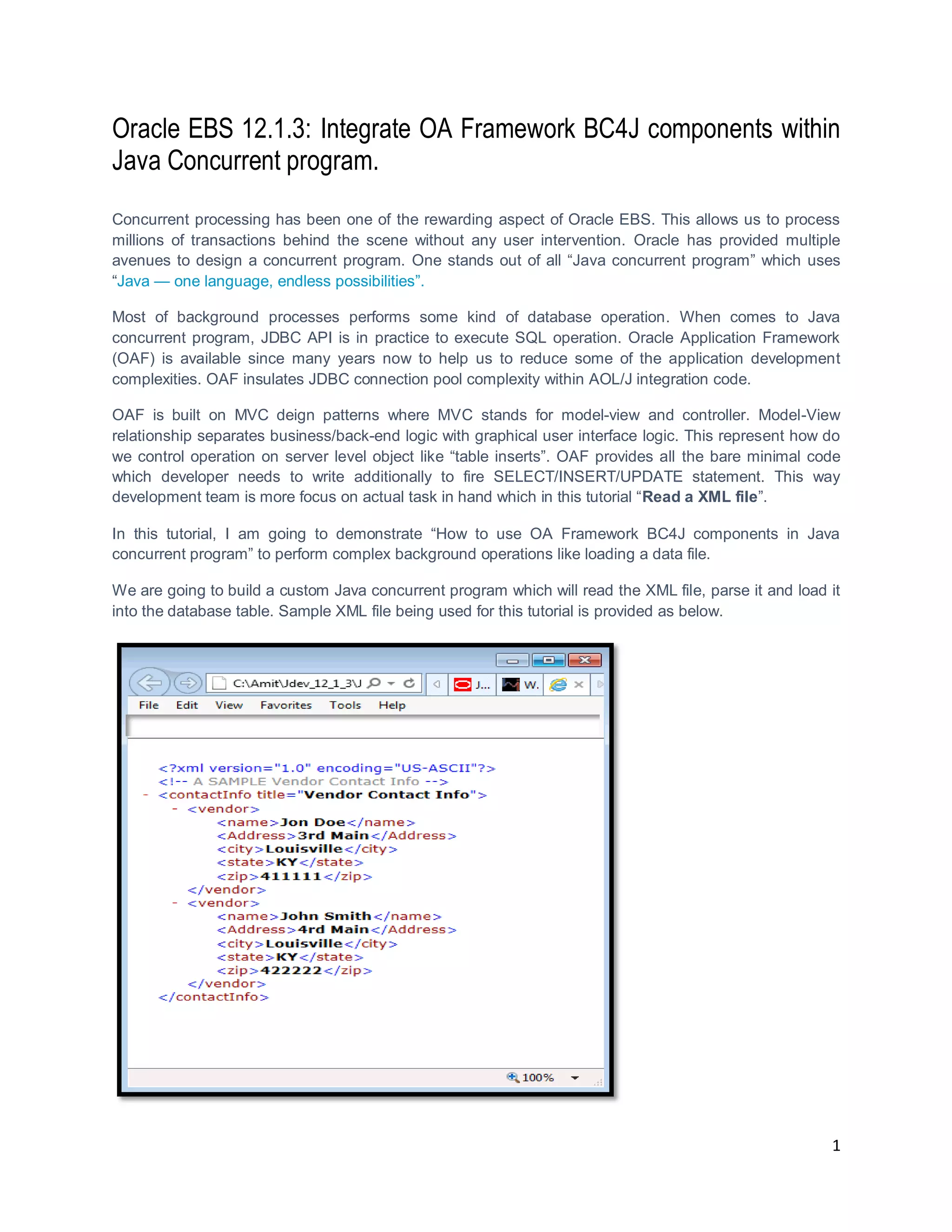 Oracle Ebs 1213 Integrate Oa Framework Bc4j Components Within Java Concurrent Program Pdf