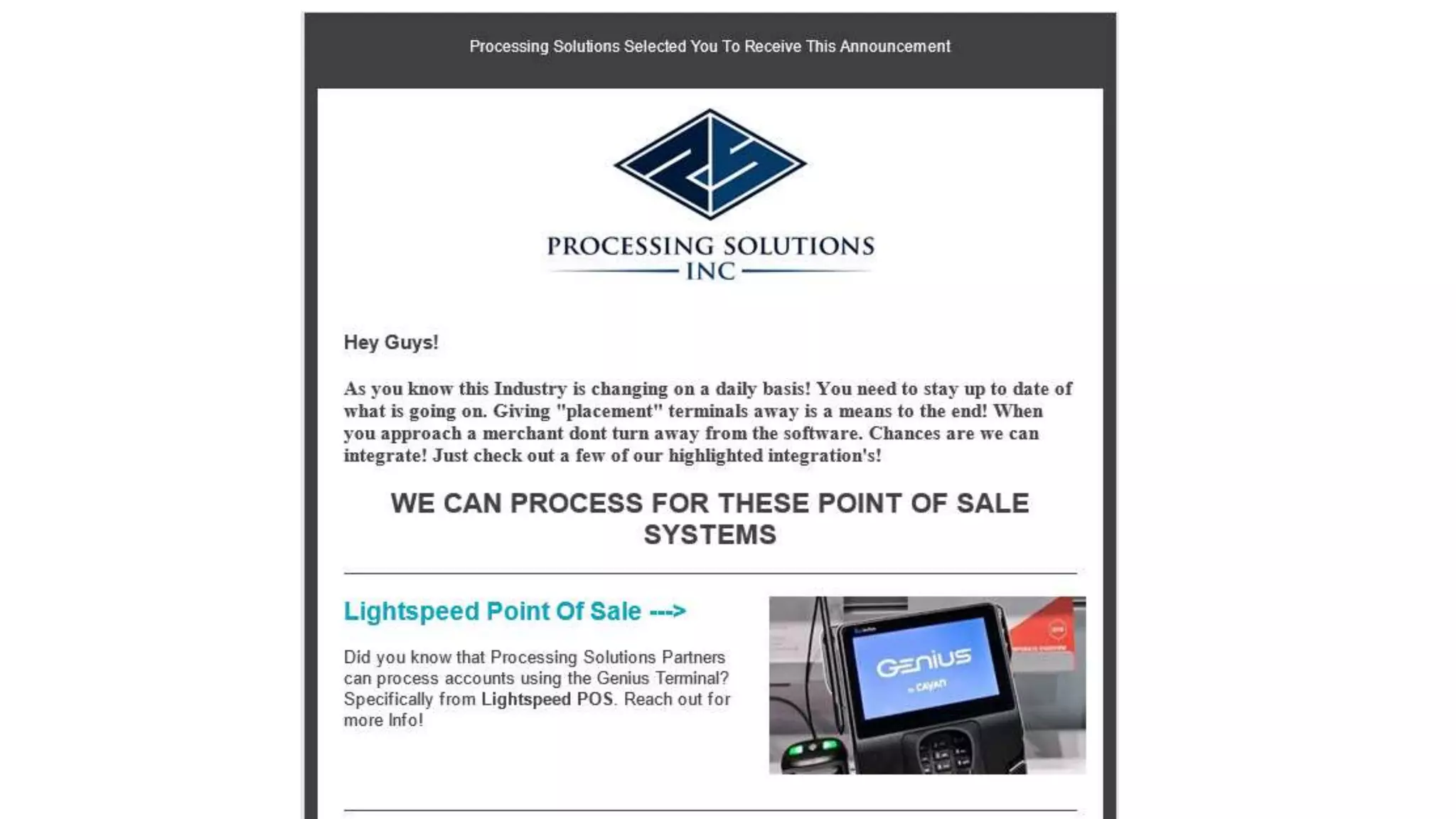 Integrate Point of Sale With Processing Solutions Inc | PPTX