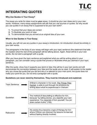 Integrating-Quotes For ESSAYS in ENGLISH | PDF