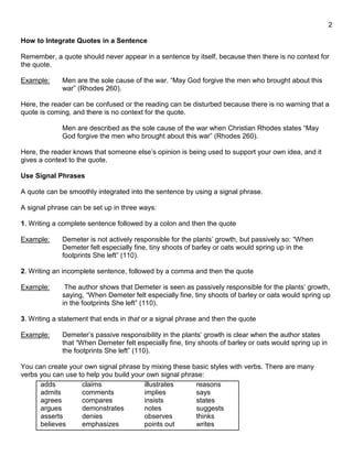 Integrating-Quotes For ESSAYS in ENGLISH | PDF