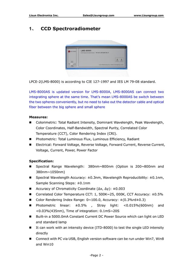Integrating Sphere And Ccd Spectroradiometer System Pdf
