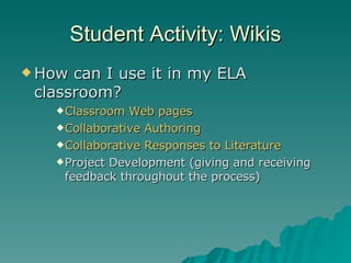 Integrating Technology into the English Language Arts Classroom | PPT