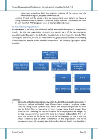 Integrating adidas | PDF | Mergers and Acquisitions | Business Banking ...