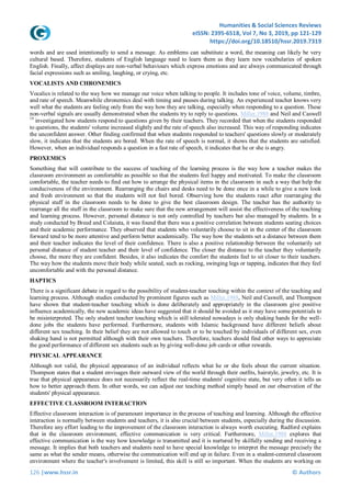 INTEGRATING BODY LANGUAGE INTO CLASSROOM INTERACTION: THE KEY TO ...