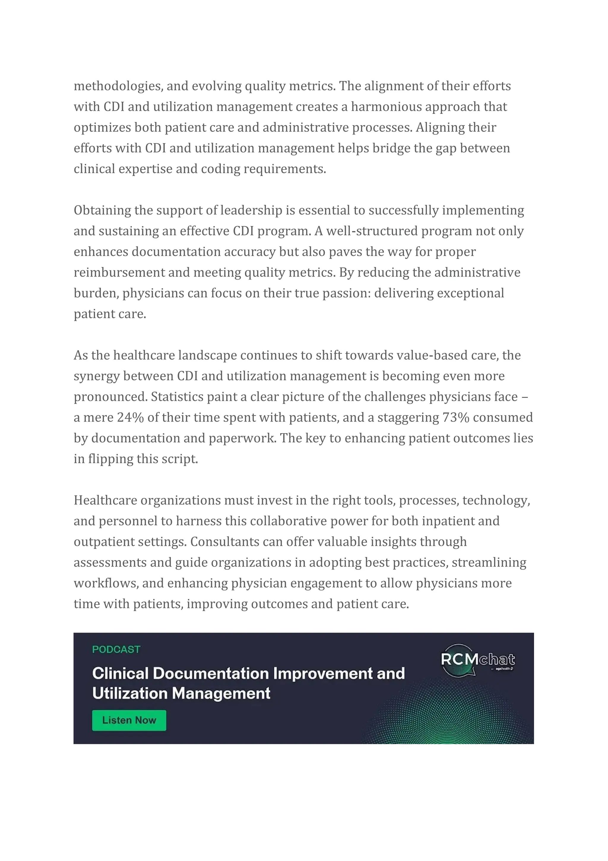 Integrating Clinical Documentation Improvement and Utilization ... Integrating Clinical Documentation Improvement and Utilization ...