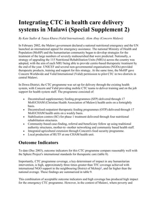 Integrating CTC in health care delivery systems in Malawi (Special ...