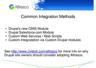 Integrating drupal salesforce with alfresco zivtech [compatibility mode] | PPT